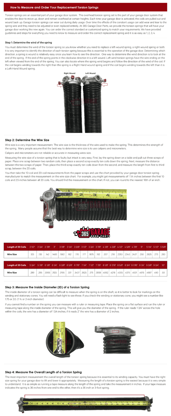 New Garage Door Torsion Springs for Any Wire Size or Length up to 40 ...